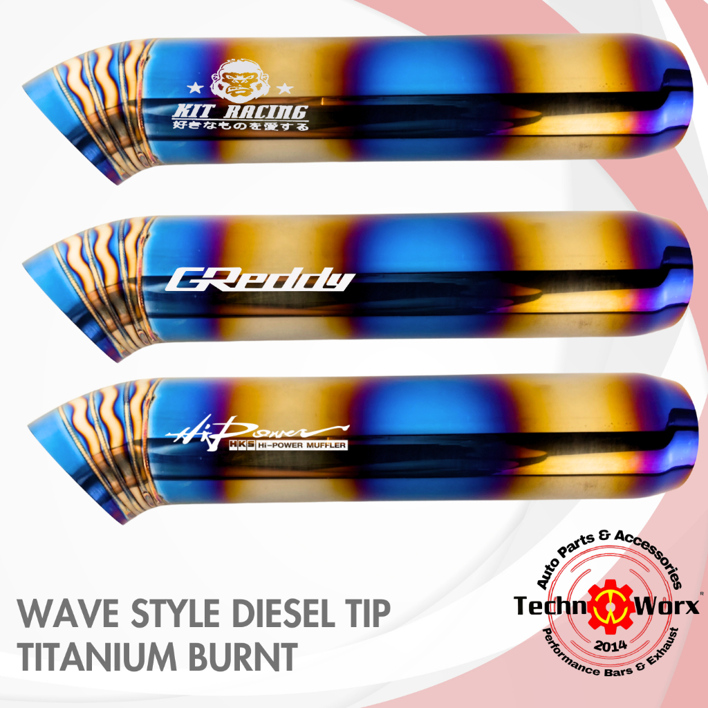 WAVE DIESEL TIP Titanium Burnt Thailand Thai Muffler tip HKS GREDDY KIT ...