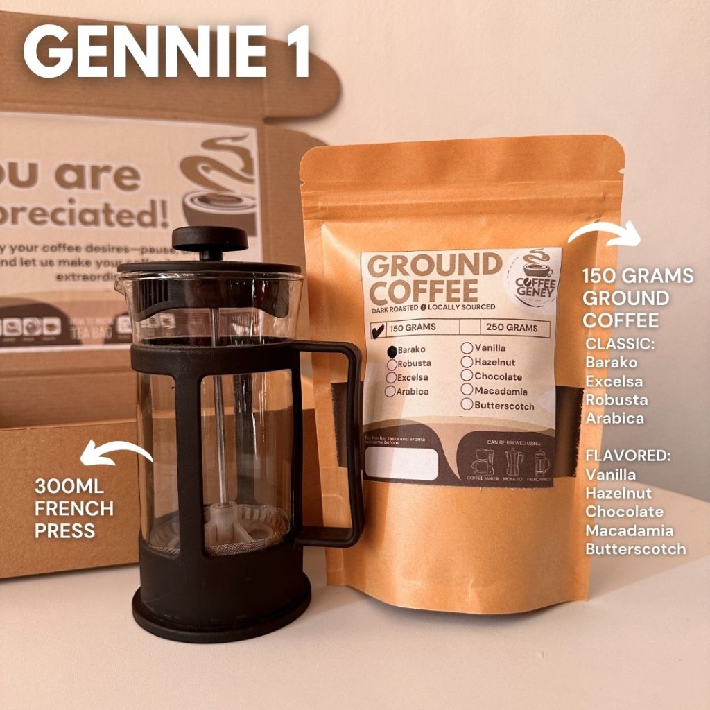 Gennie 1 Coffee Gift Set I Coffee Geney 150 grams Ground Coffee + 300ML ...
