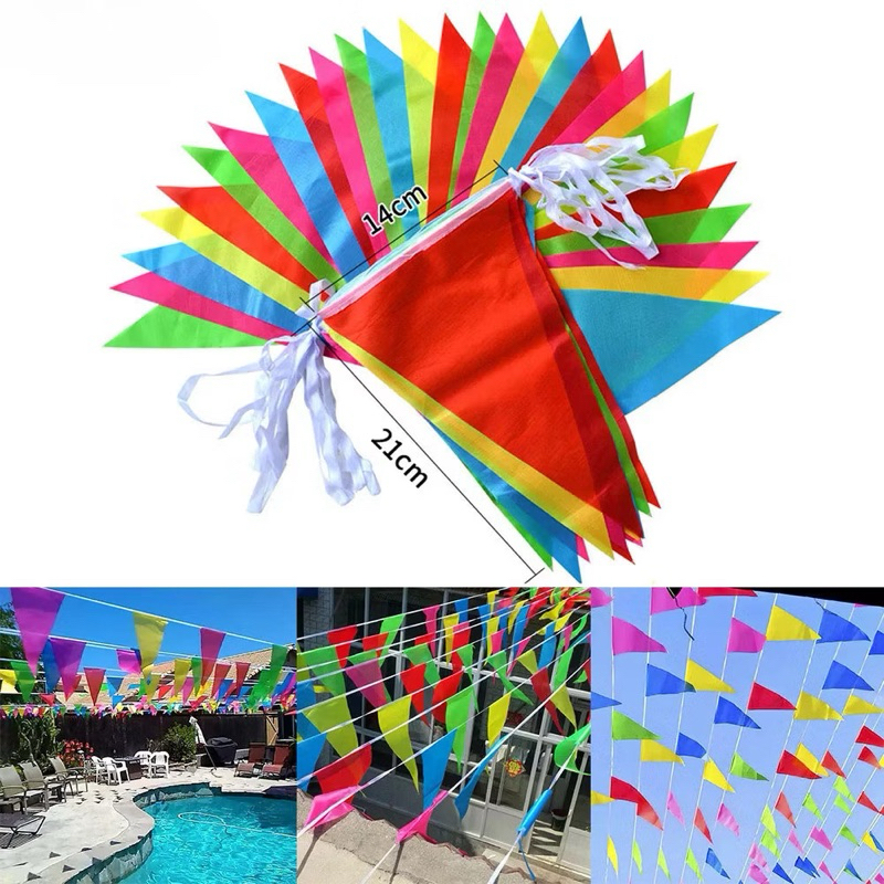 10 Meter Fiesta Plastic Flag 20pcs Multicolor Bunting Triangle Flags ...