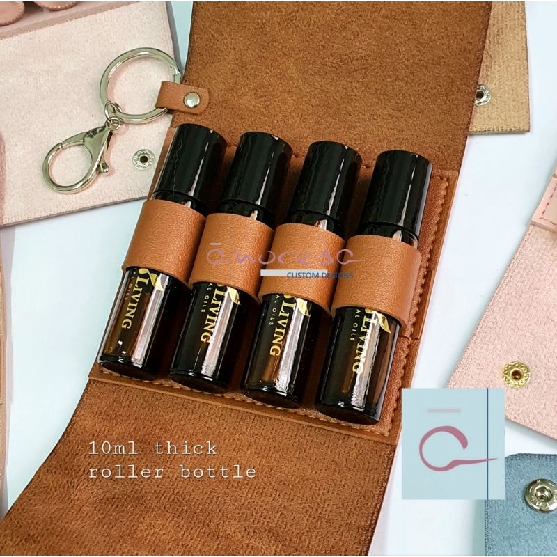 10ml EO THICK Roller Bottle Leather Case with 4 Slots 4" x 3.5 ...