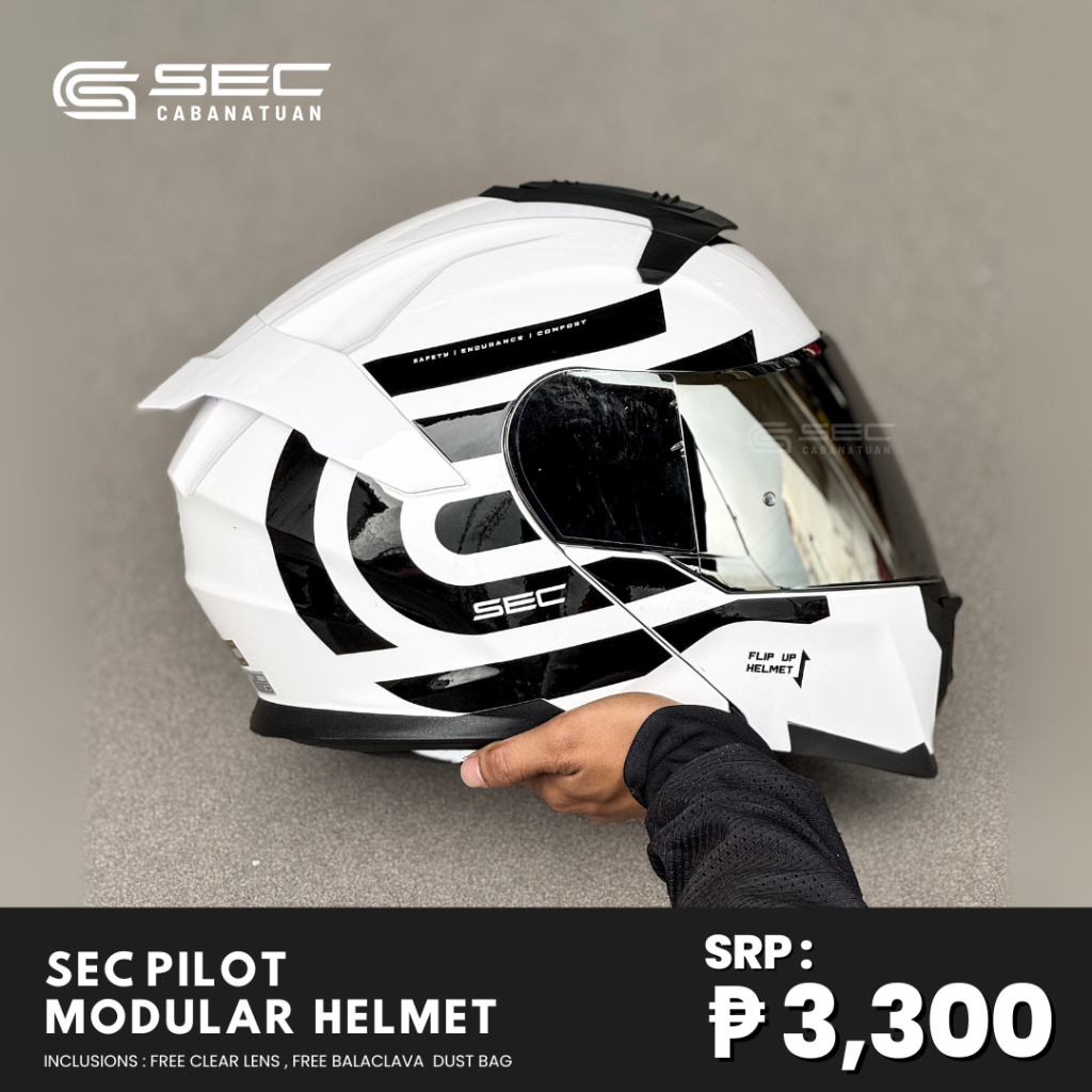 SEC PILOT BRAND DUAL VISOR MODULAR HELMET WITH FREEBIES | Shopee ...