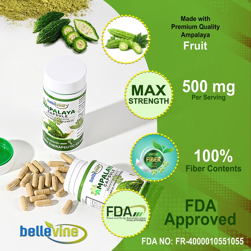 Natural Ampalaya Supplements 500mg x 100 Capsules (Momordica Charantia ...