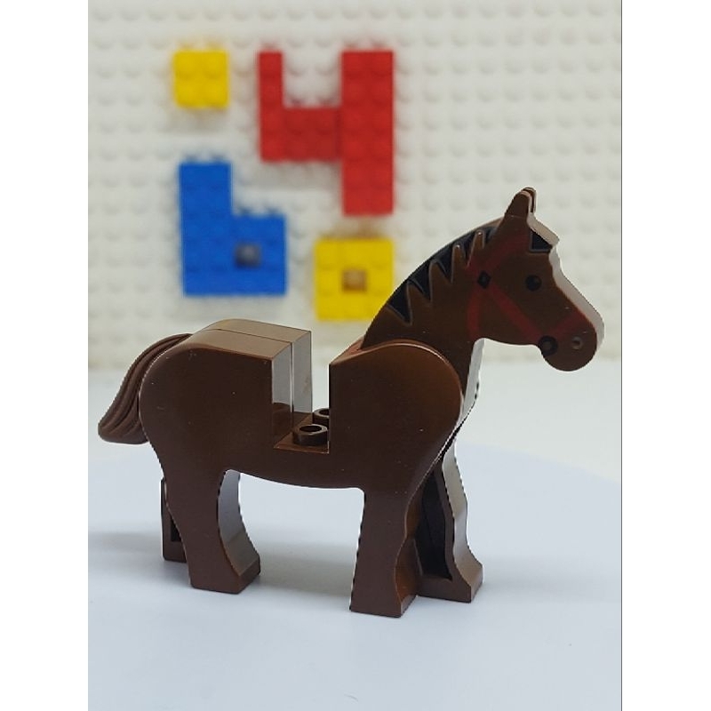 LEGO Animal, Land - Horse with Black Eyes, Red Bridle, Black Mane ...