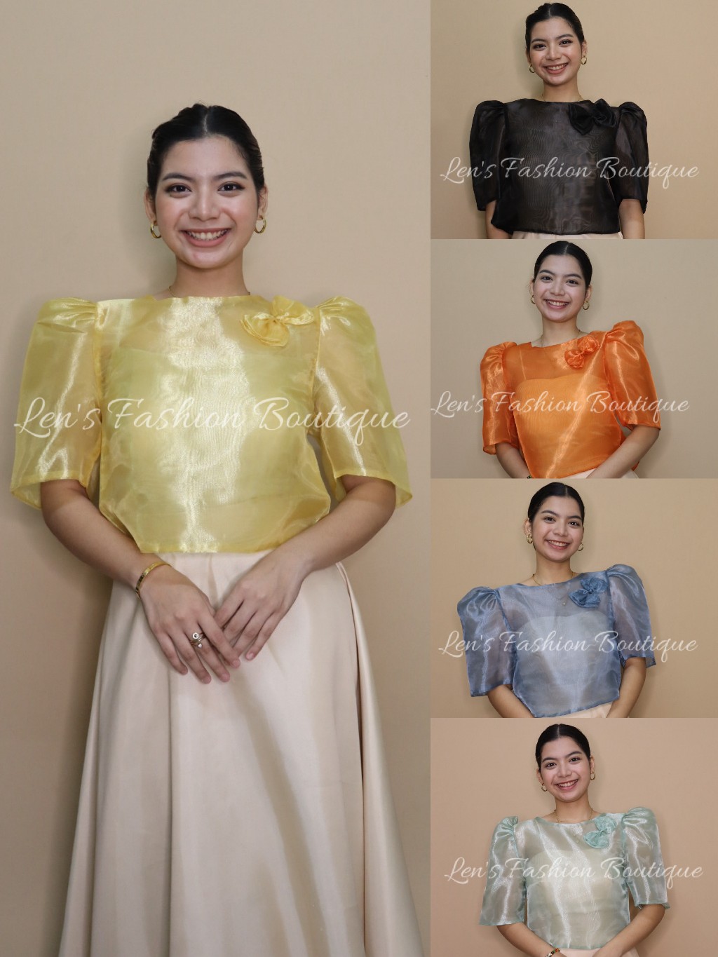 Modern Filipiniana Kimona Top w/ Small Ribbon (Organza) | Shopee ...