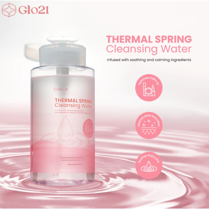 Glo21 Thermal Spring Cleansing Water - For Sensitive Skin, Acne Prone ...