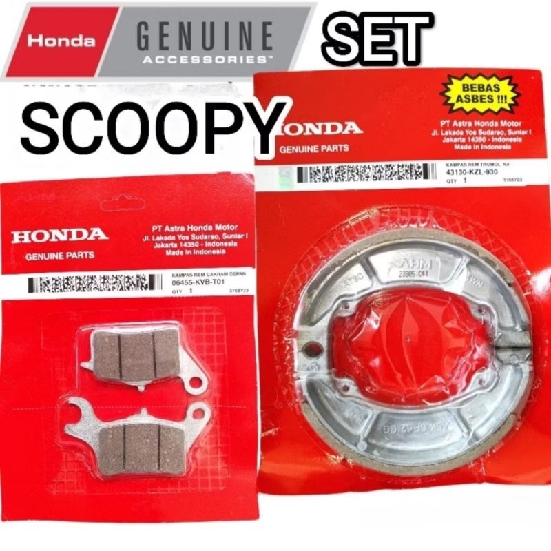 Honda Scoopy Brake Pad Set Brake Shoe Kit Set Front and Rear Genuine ...