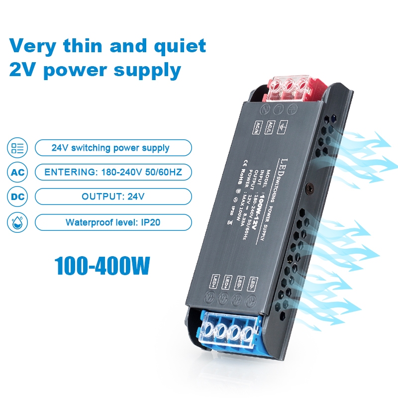 【COD】LED power supply AC to DC12V/24V ultra-thin LED transformer, 100W/200W/300W/400W | Shopee ...