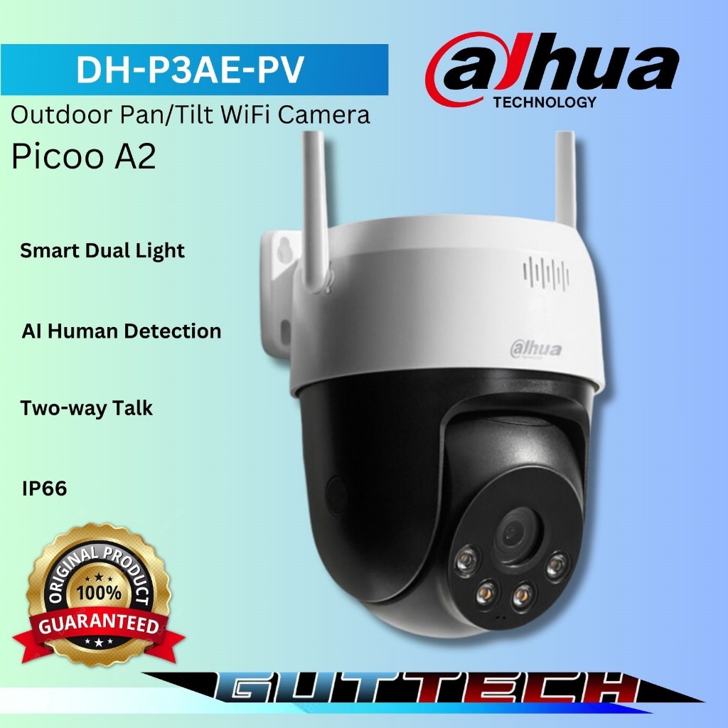 Dahua Picoo A2 DH-P5AE-PV 5MP | DH-P3AE-PV 3MP Outdoor Pan/Tilt Wi-Fi Camera All Weather IP66 ...