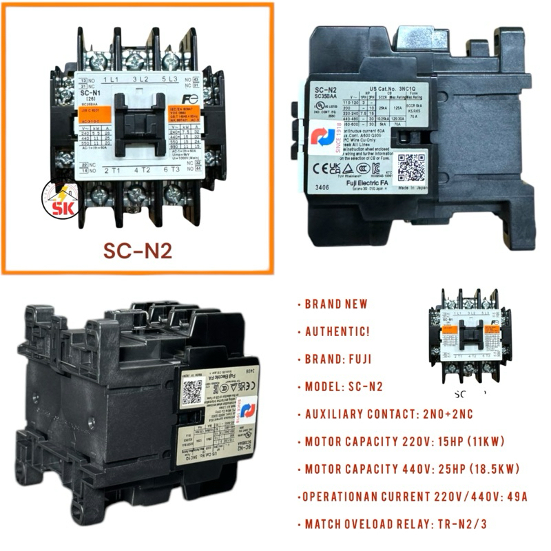 FUJI SC-N1 | SC-N2 | SC-N2S | SC-N3 Magnetic CONTACTOR | SK Electrical | Shopee Philippines
