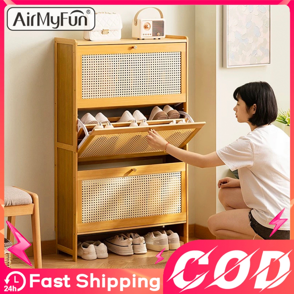 Ultra Thin Shoe Cabinet Wood Shoe Storage Rack Organizer Large Capacity ...