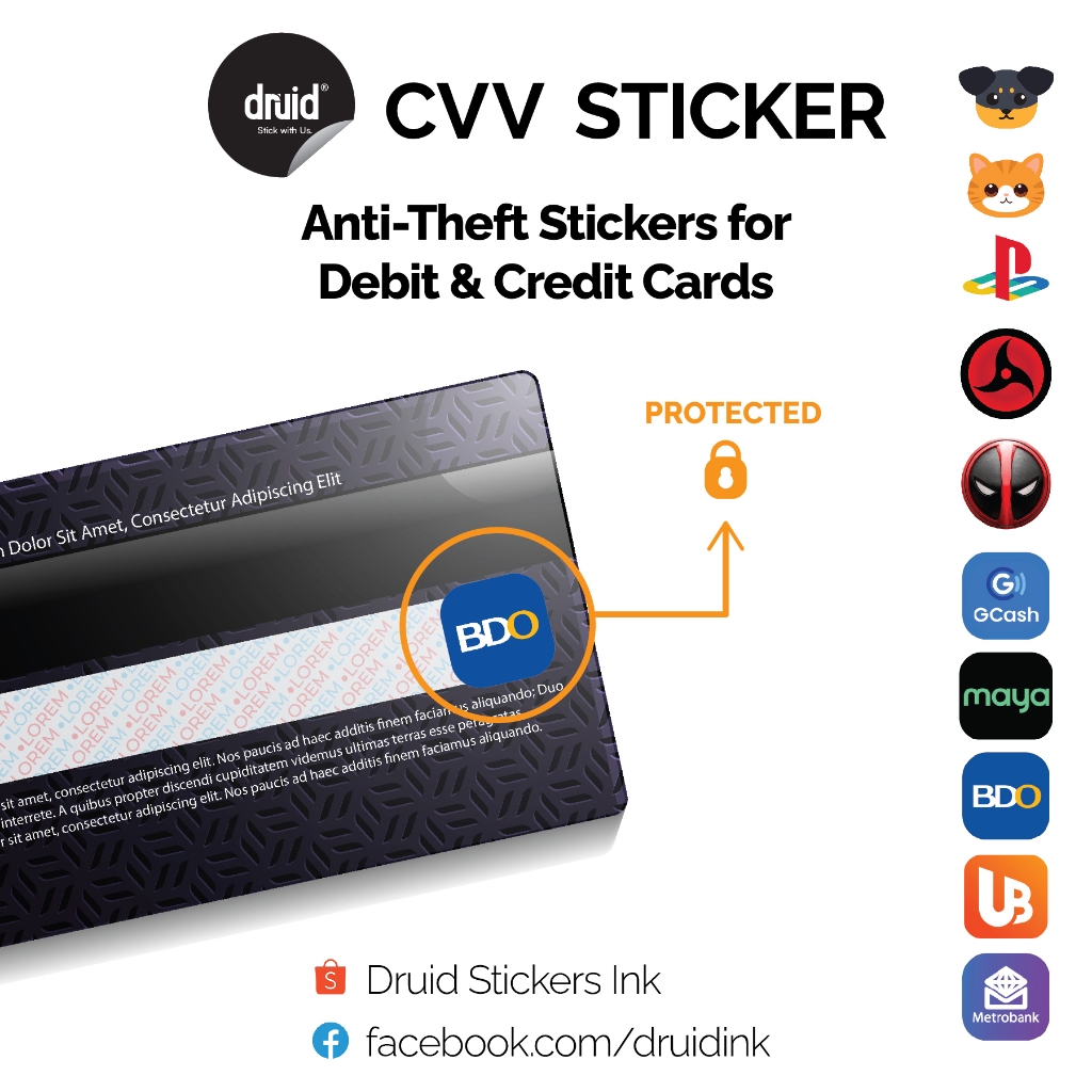 Druid Ink Stickers CVV Stickers - Anti-Theft, Waterproof Stickers for ...