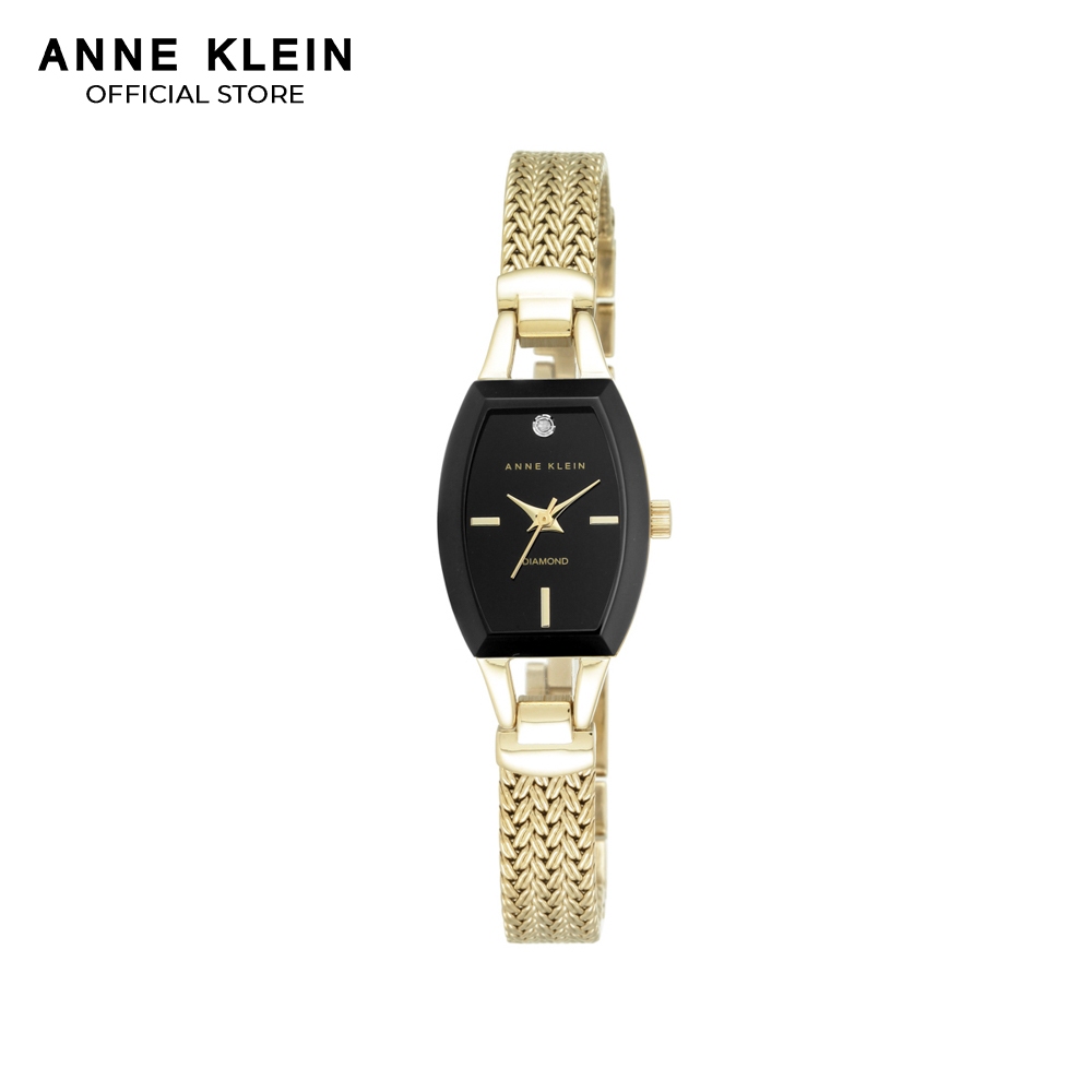 Anne Klein AK2184BKGB0000 Gold Tone Cushion with Black Dial in ...