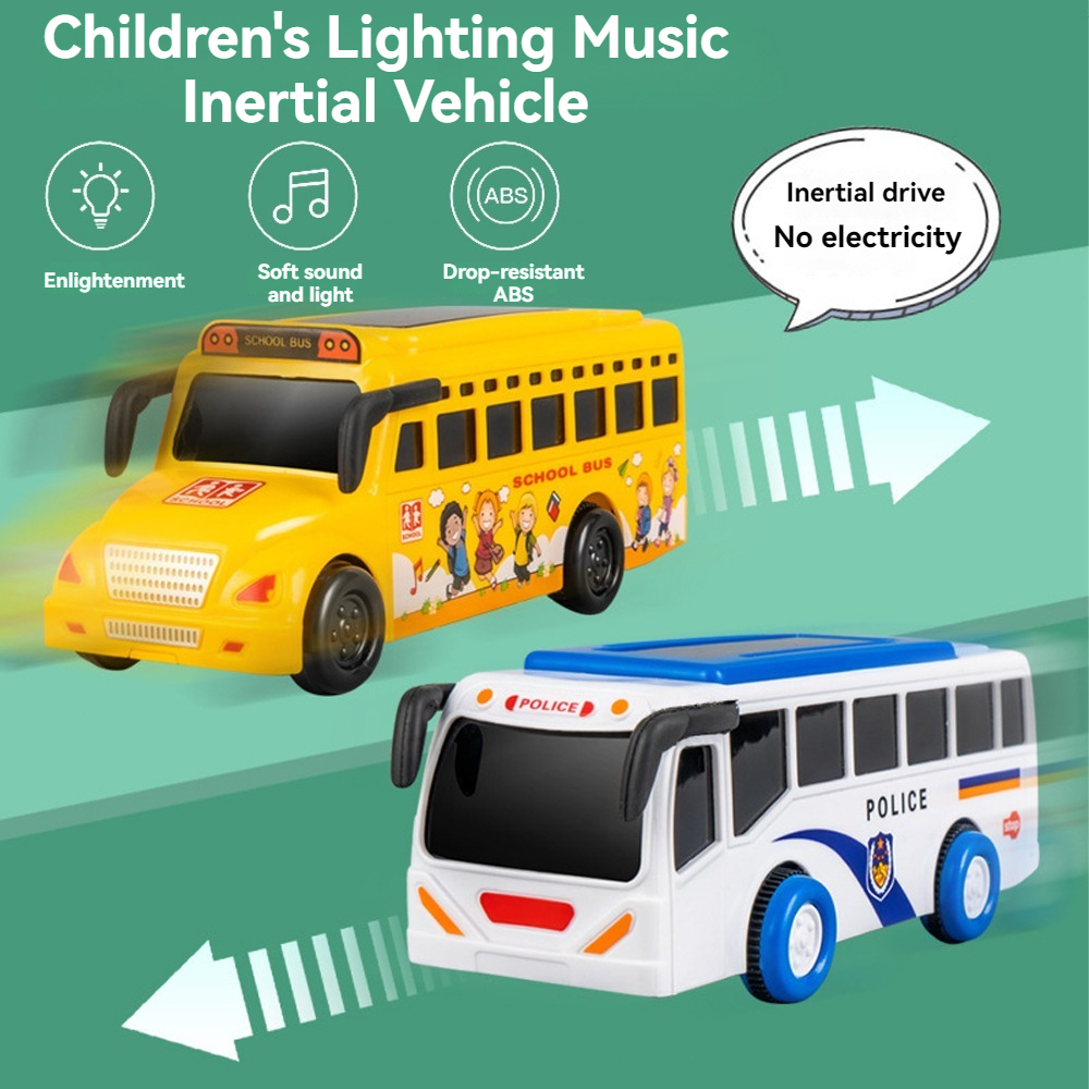 Music Lighting Rotating Car Toys for Kids School Bus Police Car Bus ...