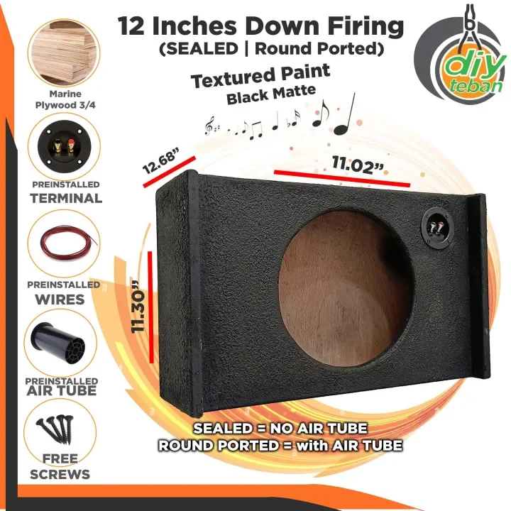 6, 8, 10, 12 Inch Subwoofer Box Down Firing Textured Black Paint For ...