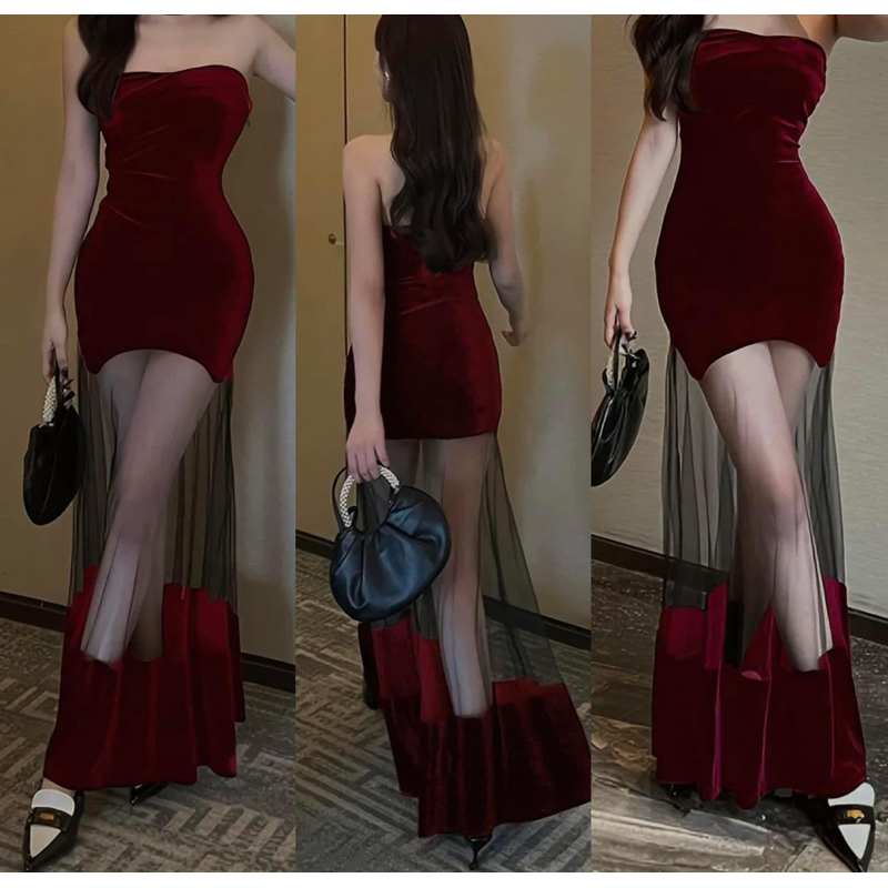 |MXN| MALOI VELVET DRESS | Shopee Philippines