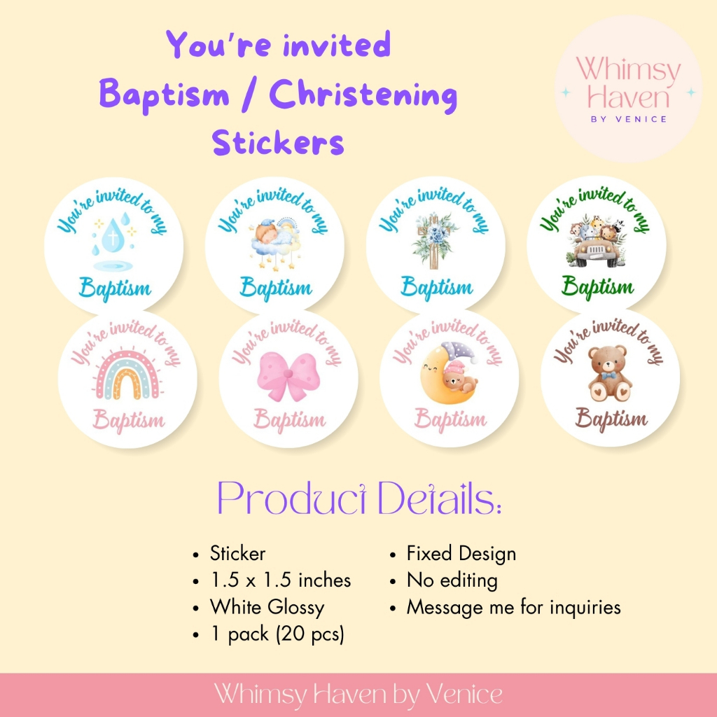 You're Invited Baptism Christening Birthday Debut Stickers Personalized ...
