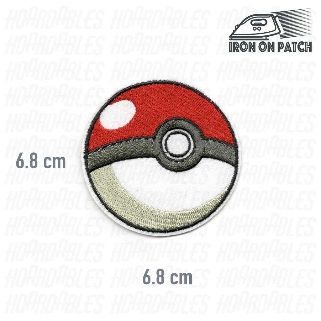 Pokeball 6.8cm Pokemon M Iron On Sew DIY Decor Embroidered Patch Badge ...
