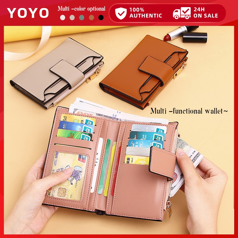 YoYo Korean Students Wallets Simple Leather Woman Wallet Card Holder ...