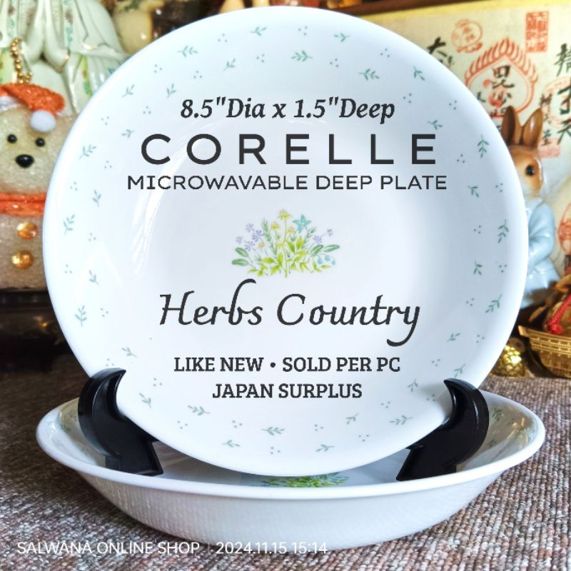 8.5" CORELLE USA HERBS COUNTRY MICROWAVABLE DEEP PLATE • Japan Surplus ...