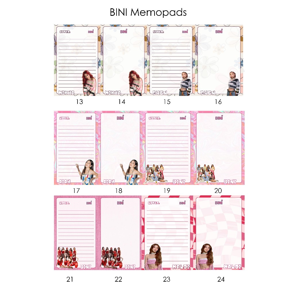 Bini Notepad Maloi Gwen Sheena Jhoanna colet stacey mikha | Shopee ...