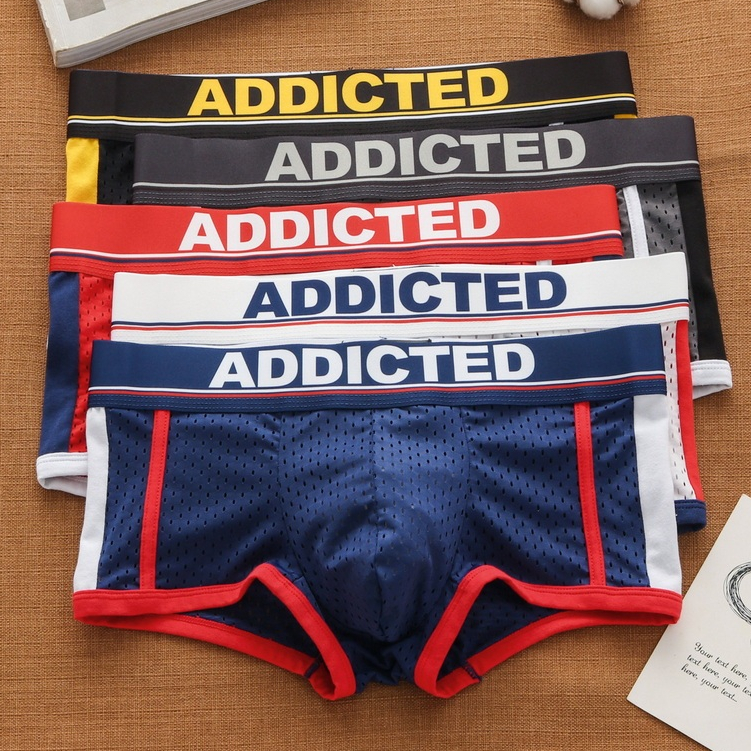 Addicted Classic Mesh Men Breathable Boxer Briefs Low Waist Boxers Underwear Comfortable ...