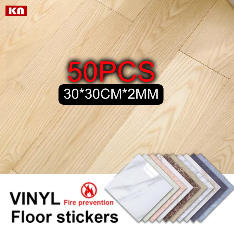 50PCS Vinyl tiles Floor Stickers 30cm x 30cm Self Adhesive waterproof ...