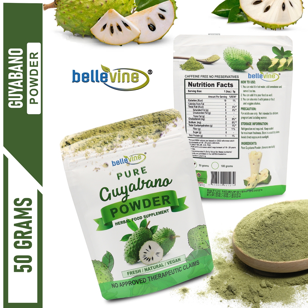 Bellevine Pure Guyabano Food Supplement Powder 50g (Pouch) | Shopee ...