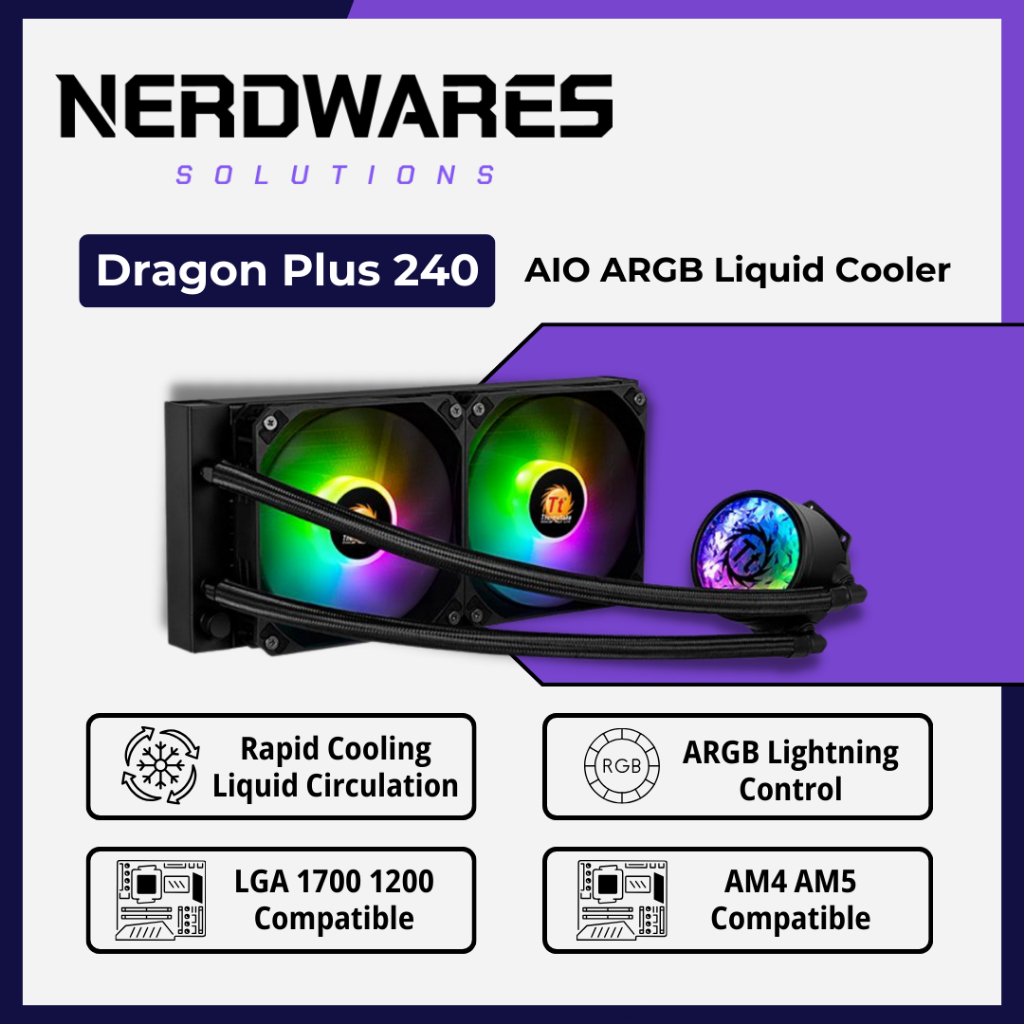 Thermaltake Dragon Plus 240 All-in-One ARGB CPU Liquid Cooler | Shopee ...