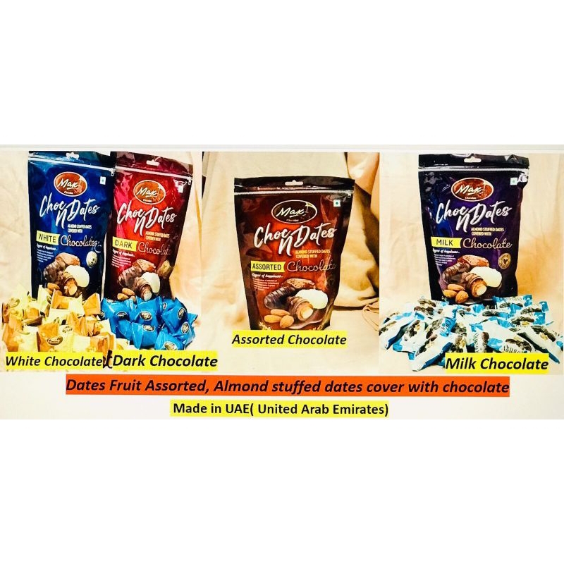 Max Chocolate Dates almond stuffed Dates covered with chocolate. 500g ...
