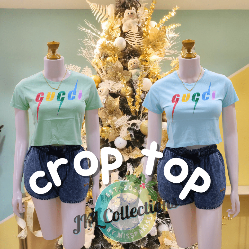 Crop Top Gucci Za Ra Button Down Gentle Woman Korean Croptops For Women ...