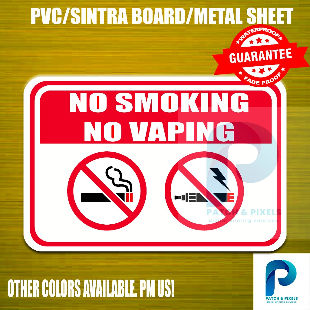 Patch and Pixels No Smoking/Vaping Sign PVC/Sticker Waterproof ...