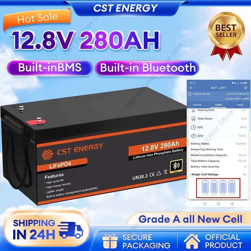 LiFePO4 Battery 12V 100Ah Lithium Battery 12V with Bluetooth Solar ...
