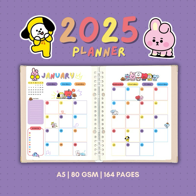 2025 BT21 PLANNER JOURNAL | A5 Dated Pastel Journal | Student Planner ...