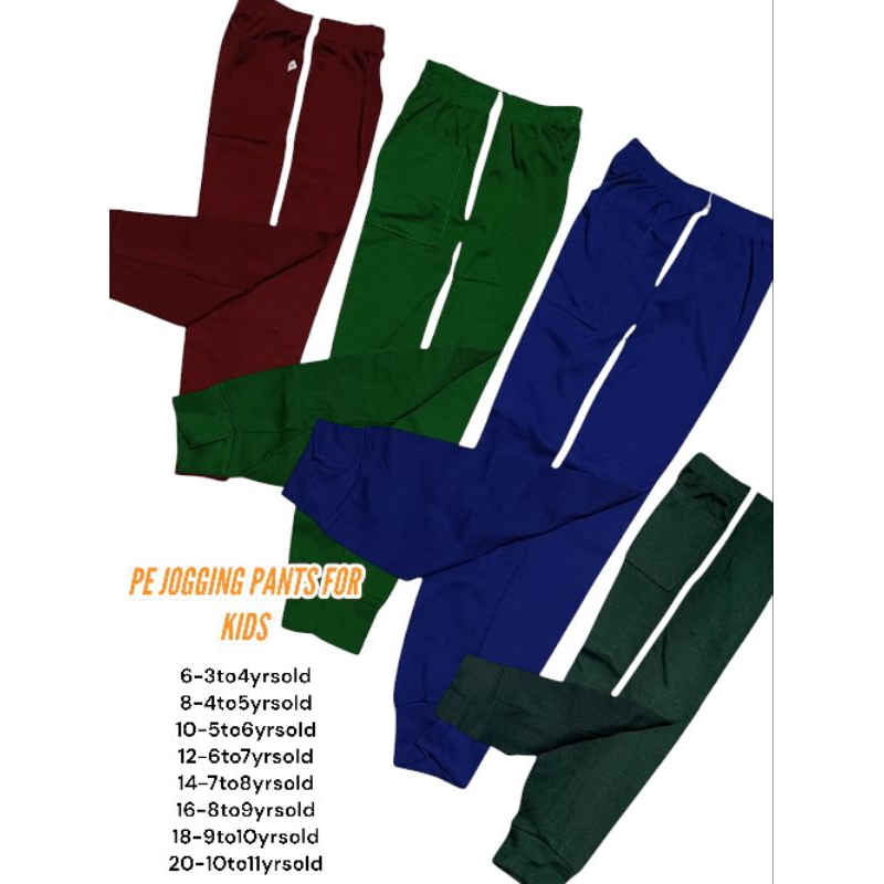 JOGGING PANTS FOR PE SCHOOL UNIFORM UNISEX(6-20) | Shopee Philippines