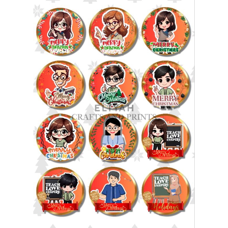 Teacher's Christmas Topper & Sticker (12pcs. per set) | Shopee Philippines