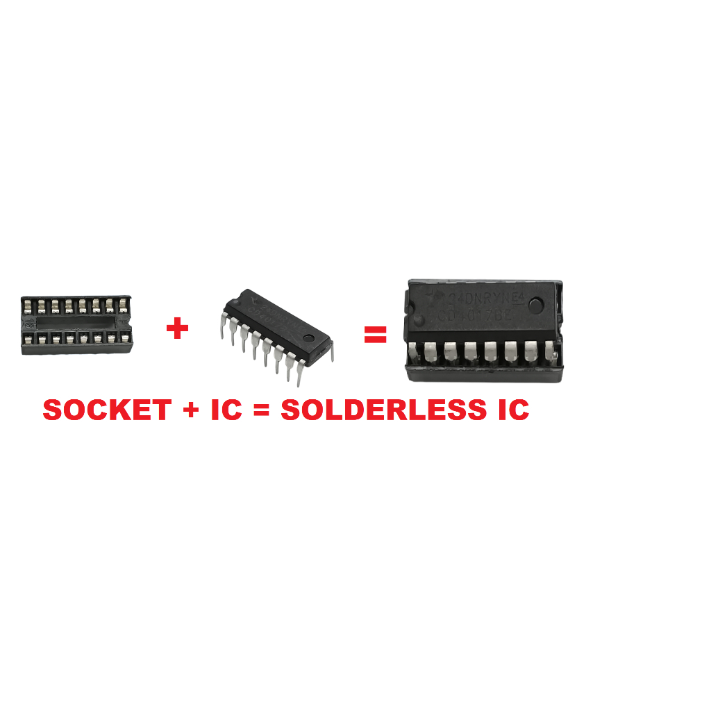 IC CHIP CD4017 CD4017BE 16-PIN with DIP IC SOCKET SOLDER TYPE ADAPTER 2 ...