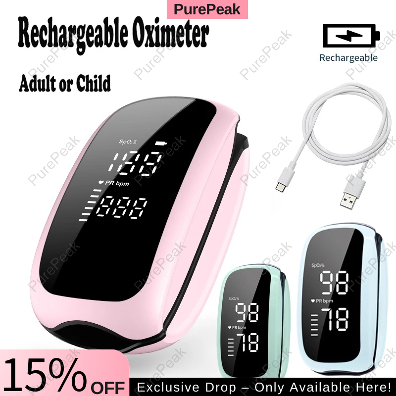 PurePeak Oximeter Finger Pulse Pedia For Kids Rechargeable Health ...
