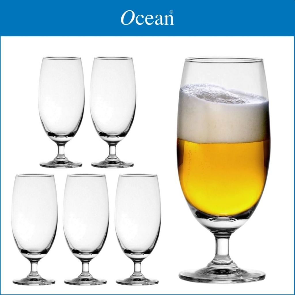 Ocean Glassware Classic Beer Glass Drinking Glass 420ml - Set Of 6 ...