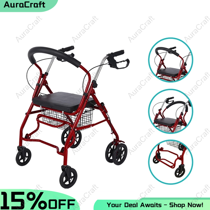 AuraCraft Foldable Wheelchair For Adult With Toilet Medical Rollator ...