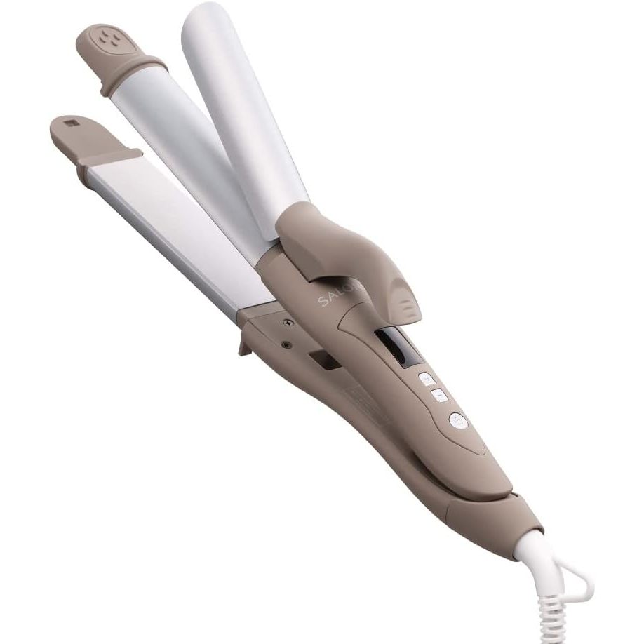 SALONIA 2-Way Straight & Curl Hair Iron 32mm SL-002A Beige/White Japan | Shopee Philippines