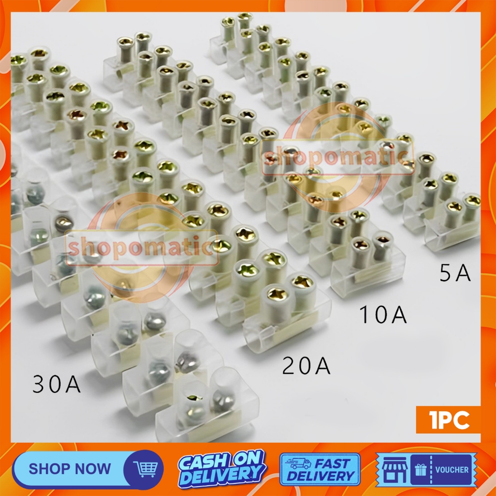 SHOPOMATIC Terminal Block 12 way Barrier Screw Terminal wire connector ...