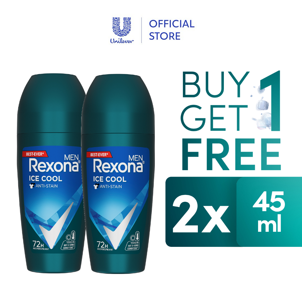 [BUY 1 GET 1 FREE] Rexona Men Ice Cool Antiperspirant Roll On 45ml | Shopee Philippines
