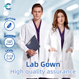 【Thick】Lab Gown For Students Female Lab coat White For Students Doctors ...