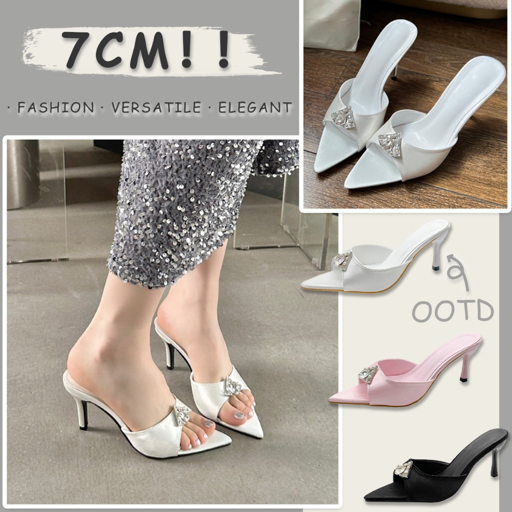 Korean Pointed Heel For Women Open Toe Sandals Elegant Rhinestone Heel ...