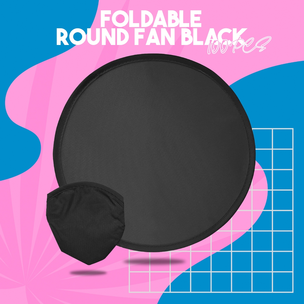 QUAFF Foldable Round Fan Black 9.8 x 9.8 inches 100pcs | Shopee Philippines