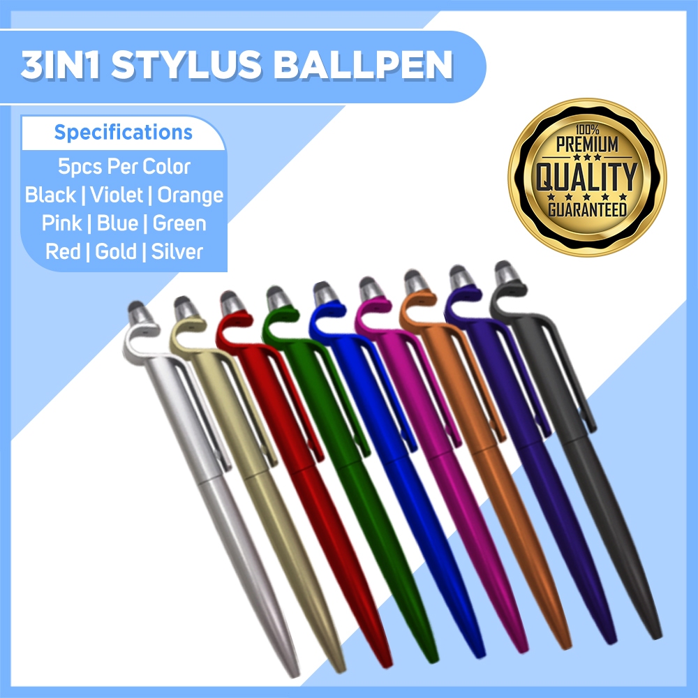 3 in 1 Multi-Function Stylus Ballpen Cellphone Stand Touch Screen - 5pcs per color | Shopee ...