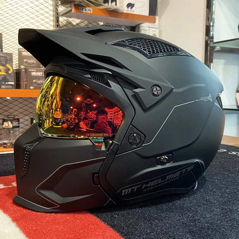 Plain Men's Full Face Motorcycle Helmet Dual Visor Modular Open Women ...