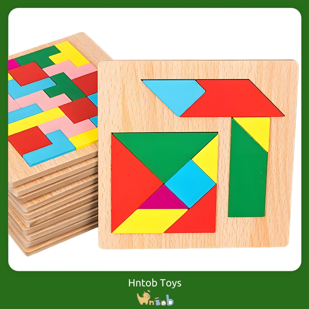 Hntob 15*15cm Wooden Therapy Puzzle Montessori Autism Toys Sorting ...