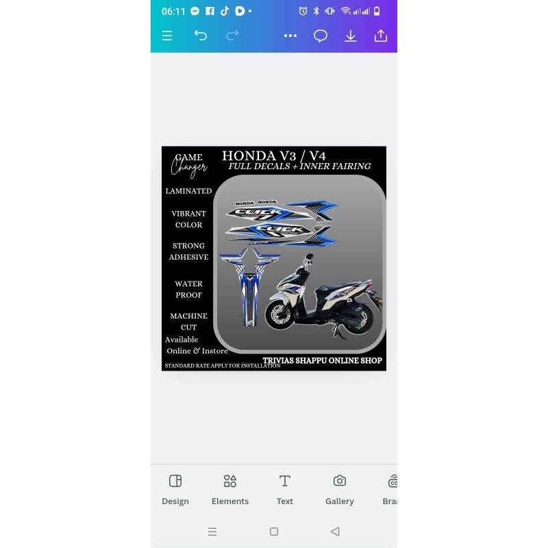 honda click V3/V4 full decals with inner fairing/full body decals ...