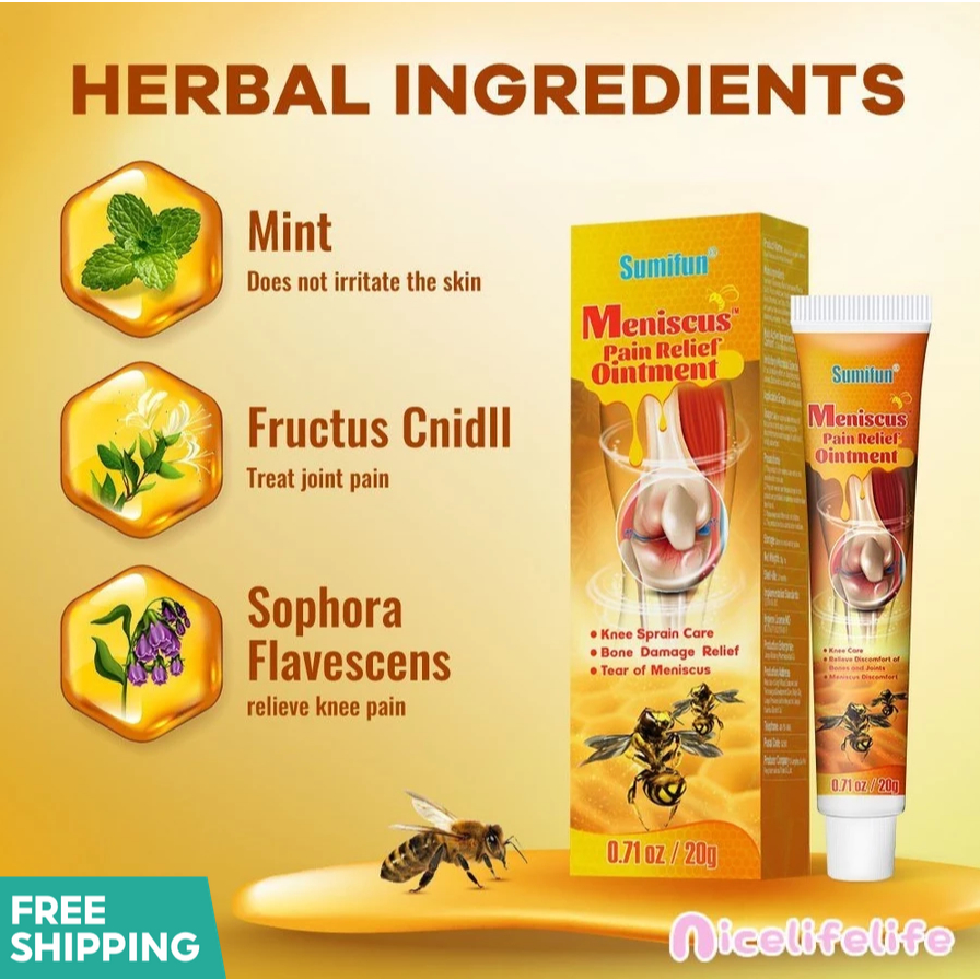 Sumifun Bee Venom Gel Professional Joint Bone Knee Therapy Cream Pain Relief Muscle Knee ...